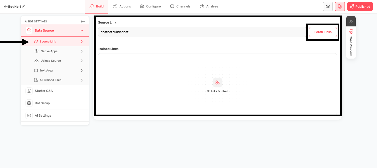 Training Your Bot Using Your Website Links
